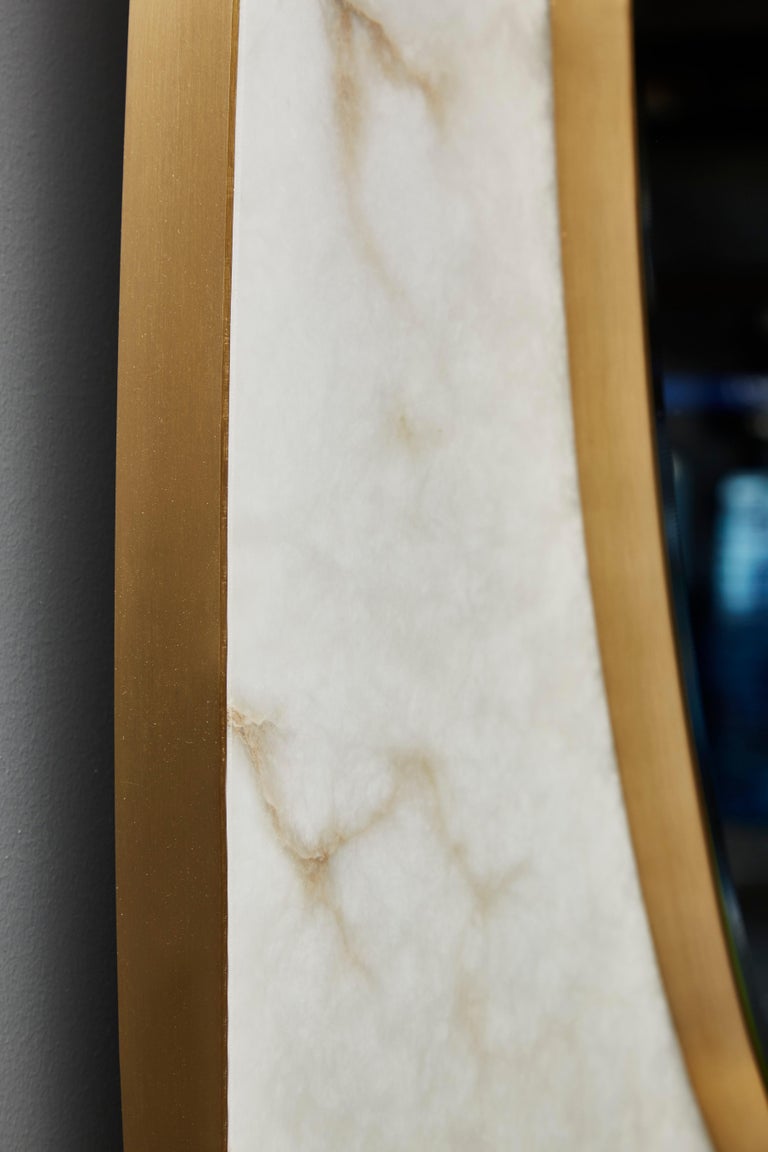 Oval Mirror in Alabaster by Studio Glustin For Sale at 1stDibs