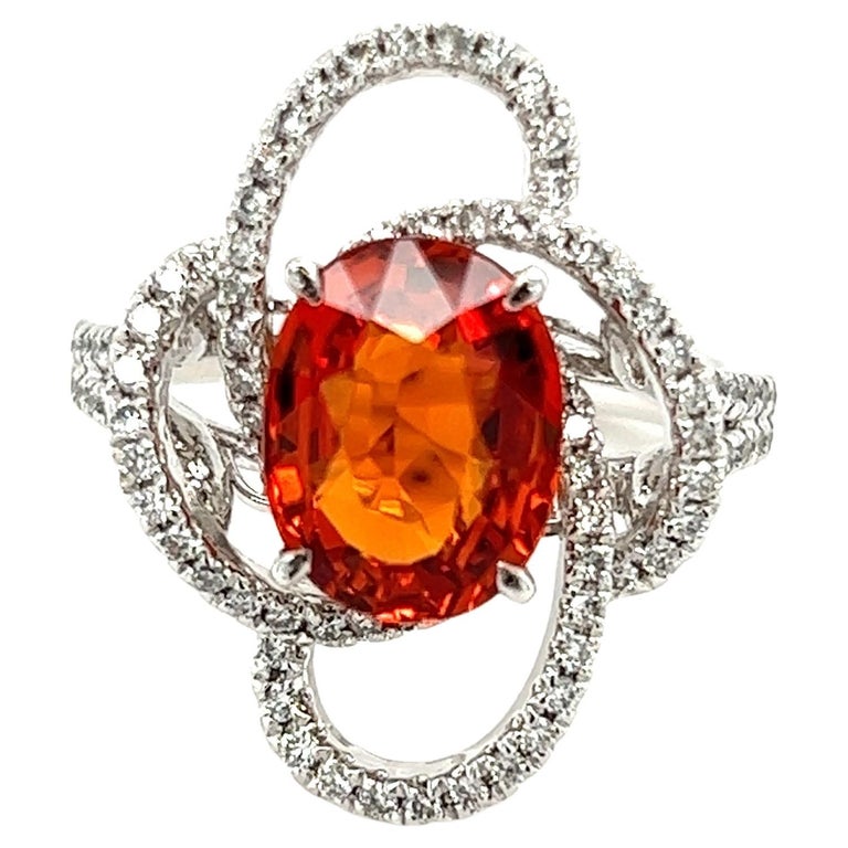 Oval Orange Sapphire Swirl Ring For Sale at 1stDibs
