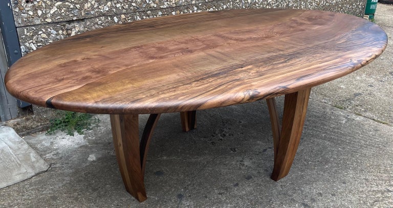Oval Pebble Edge Dining Table, English Walnut on Chapel Legs For Sale ...