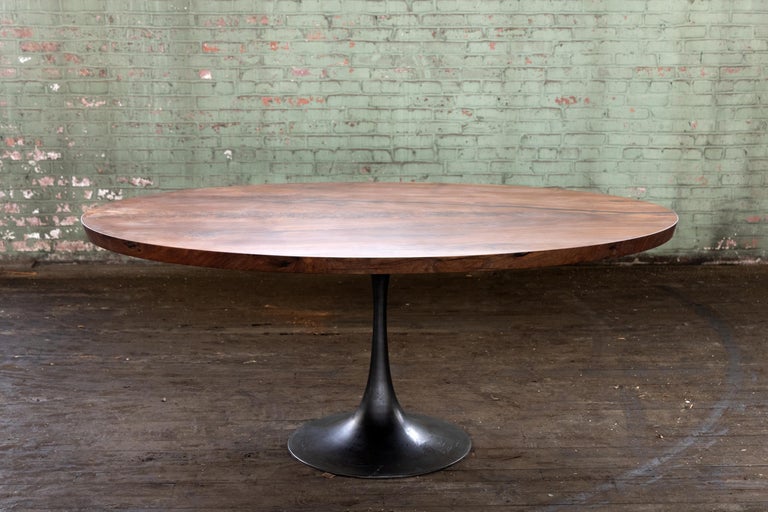 Oval Pedestal Dining Table Solid Walnut Cast Iron Amicalola Base ...