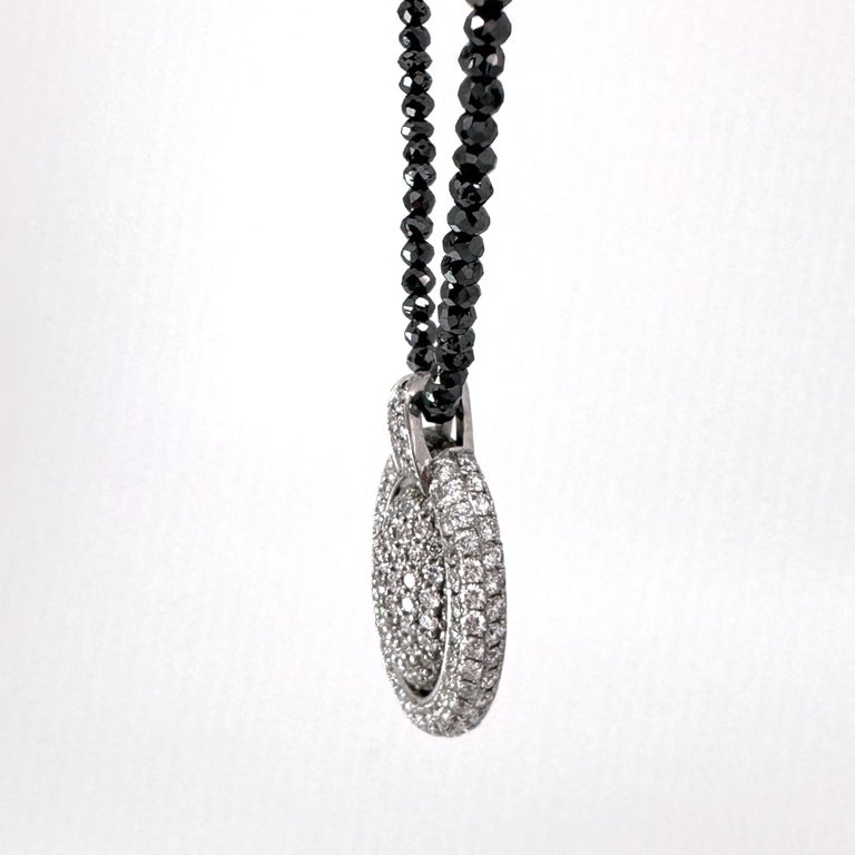 Oval Pendant with Reversible Black and White Diamond Center on Black ...