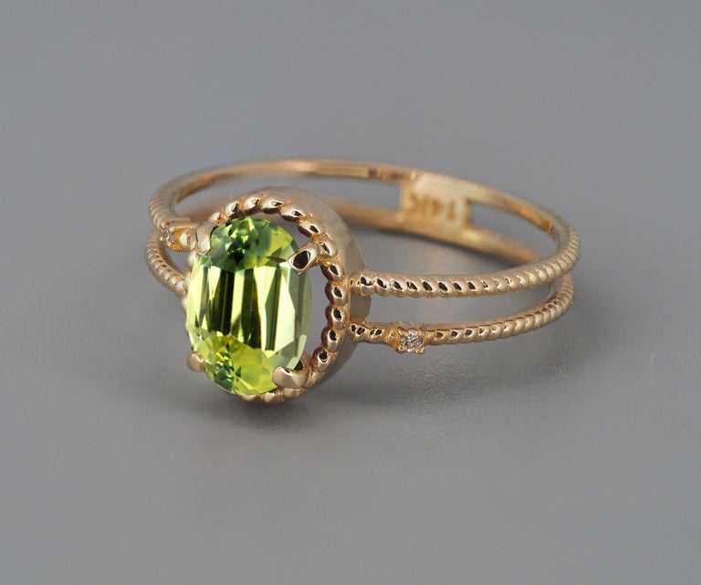 Customizable Oval Peridot ring. 14k gold ring with Peridot. Minimalist Peridot ring. For Sale at ...
