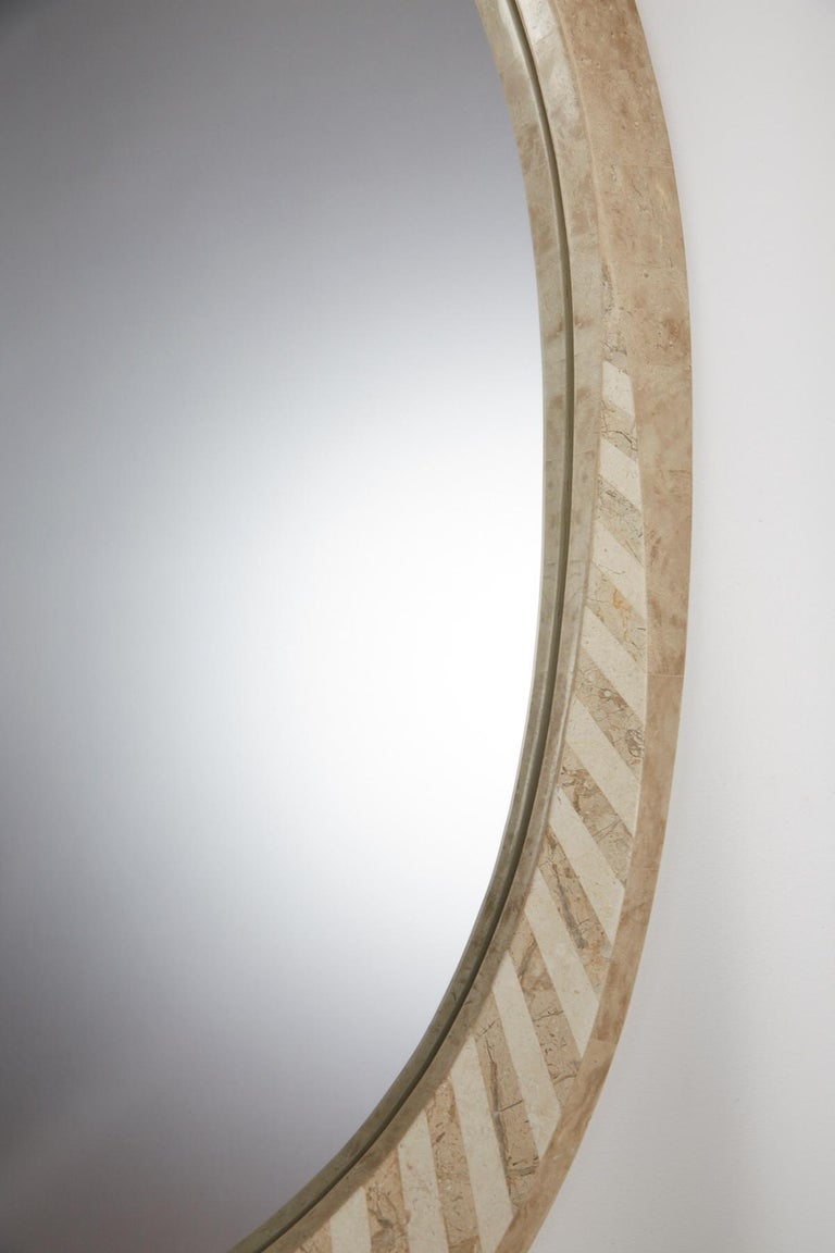 Oval Postmodern "Park Avenue" Striped Tessellated Stone Mirror, 1990s ...