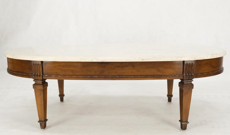 Oval Racetrack Shape Marble Top Mahogany Federal Style Coffee Table at ...
