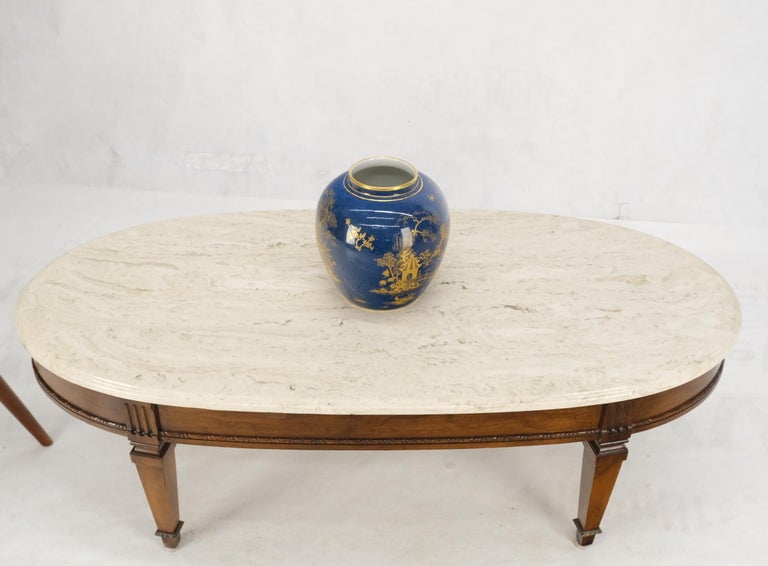 Oval Racetrack Shape Marble Top Mahogany Federal Style Coffee Table at ...