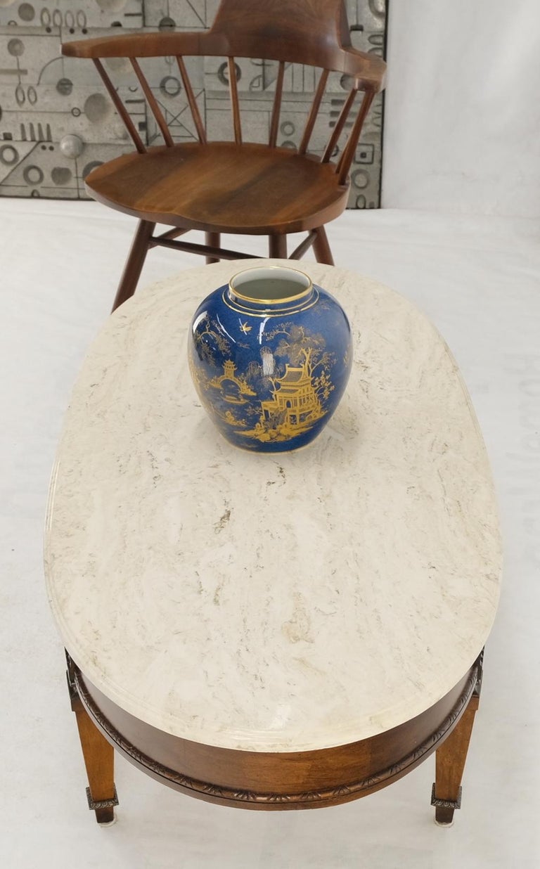 Oval Racetrack Shape Marble Top Mahogany Federal Style Coffee Table at ...