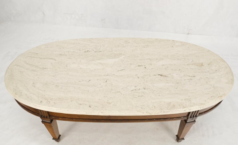 Oval Racetrack Shape Marble Top Mahogany Federal Style Coffee Table at ...