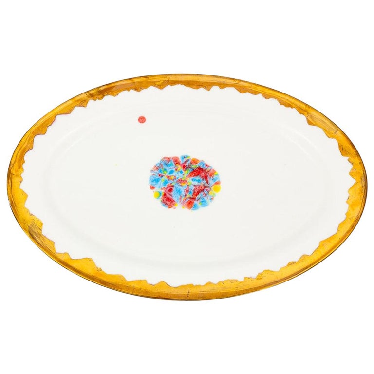 Contemporary Oval Rim Platter Gold Hand Painted Porcelain Tableware For ...