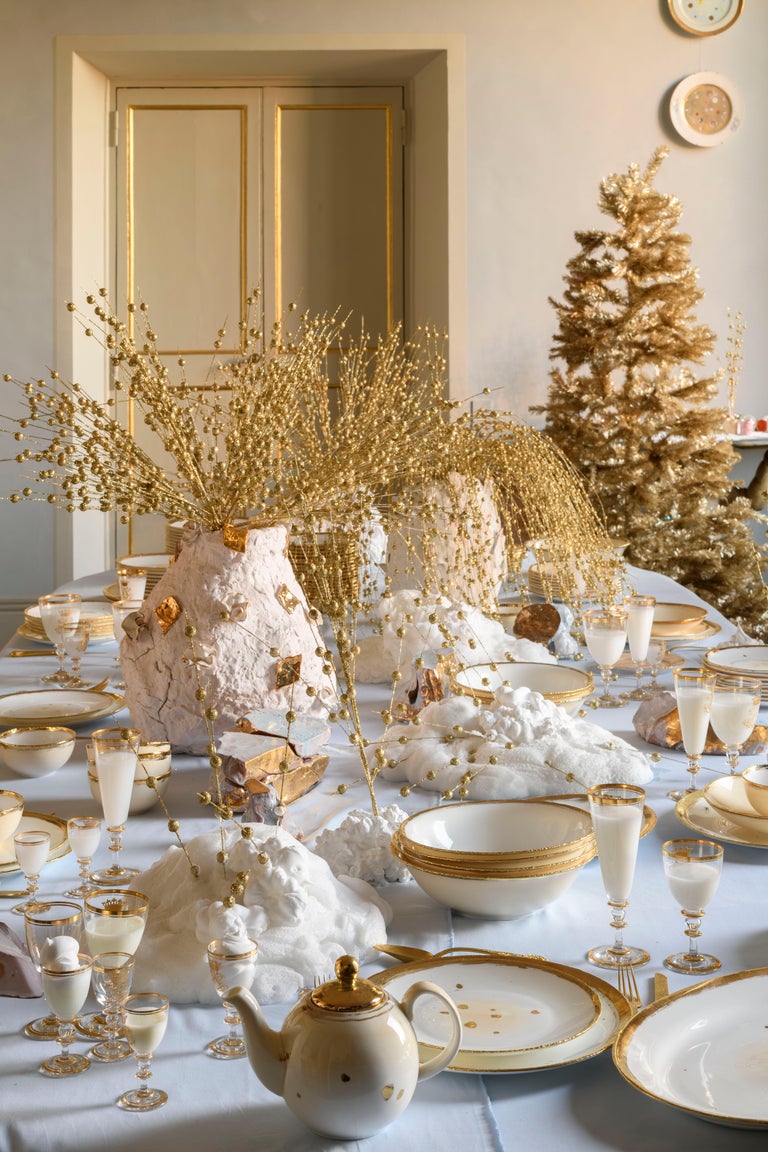 Oval Rim Platter White Enamel Golden Edge Hand Painted Porcelain Made ...