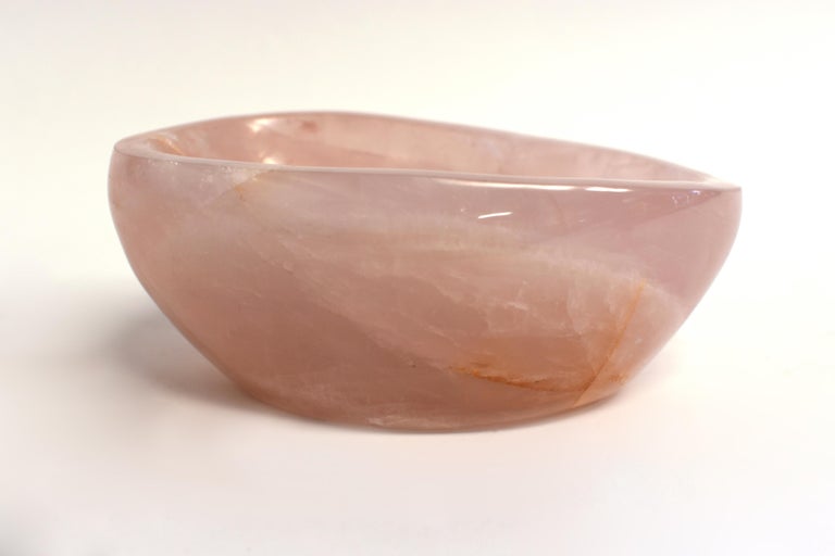 Oval Rose Quartz Bowl 6 Lb For Sale at 1stDibs