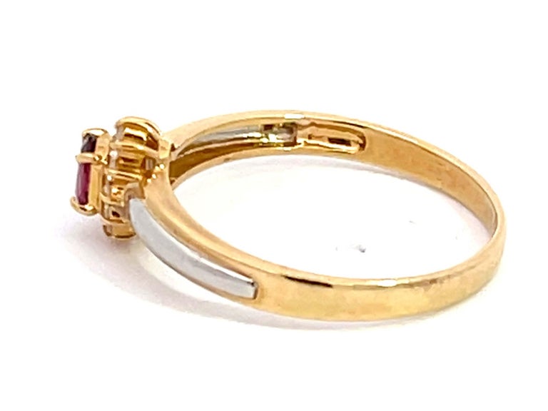 Oval Ruby and Diamond Halo Ring in 18k Yellow Gold and Platinum For ...