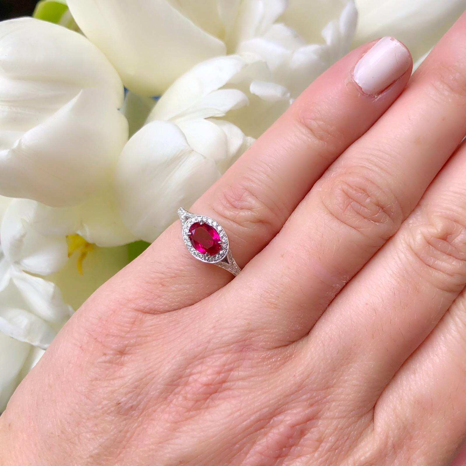 Oval Ruby and Diamond Ring at 1stDibs | oval ruby ring, ruby oval ring ...