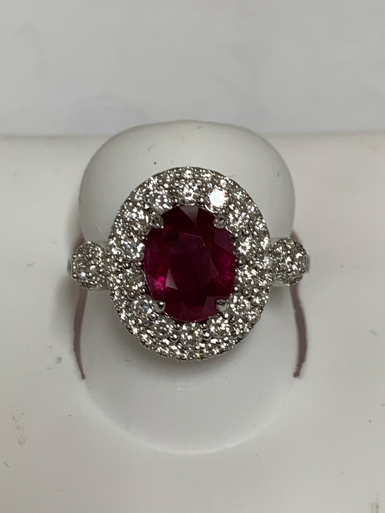 Oval Ruby and Diamonds Ring at 1stDibs