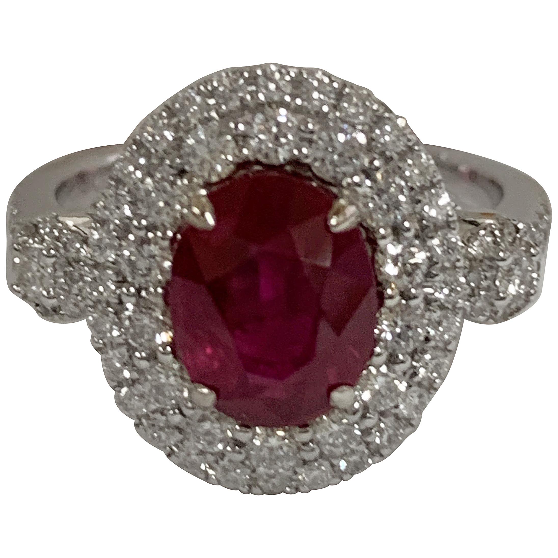Oval Ruby and Diamonds Ring at 1stDibs