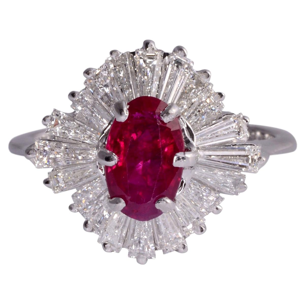 Ruby "Ballerina" Ring with Baguette Diamonds, Circa 1990 For Sale at ...