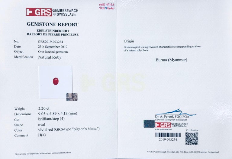 Customizable Oval Ruby Burma GRS Certificate and Marquise Diamond ...