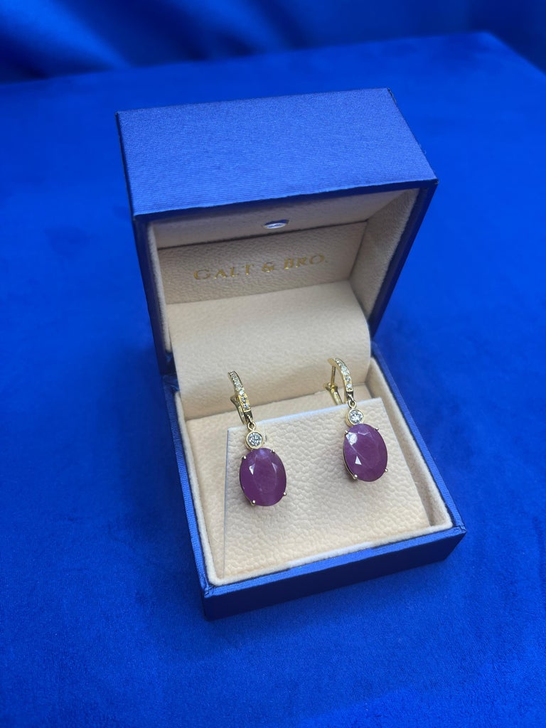 Oval Ruby Diamond Halo 18 Karat Yellow Gold Huggie Hinged Drop Bezel ...