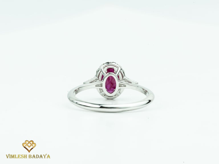 Oval Ruby Diamond Tapper Baguette Round Cut Double Halo Engagement Ring ...