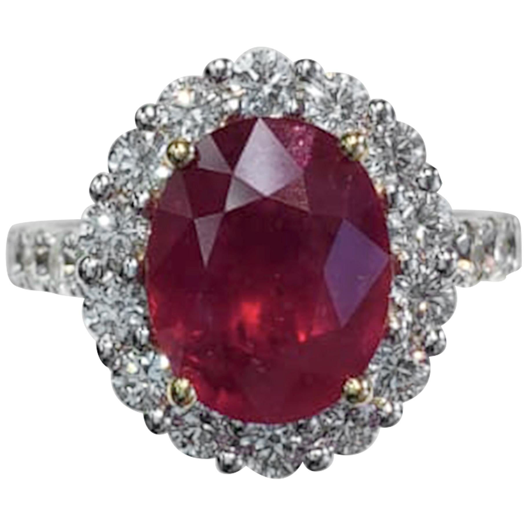 Fashion Ruby Ring, Diamond and Platinum Ring For Sale at 1stDibs