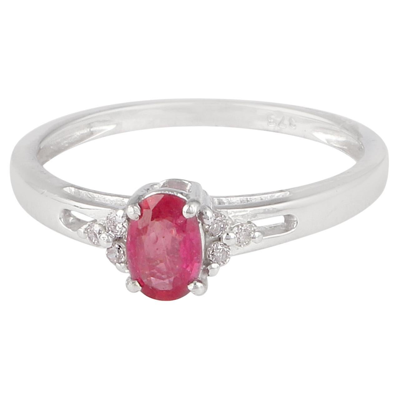 Ruby Gemstone Diamond Pave Cocktail Ring 18 Karat Gold Silver Art Deco ...