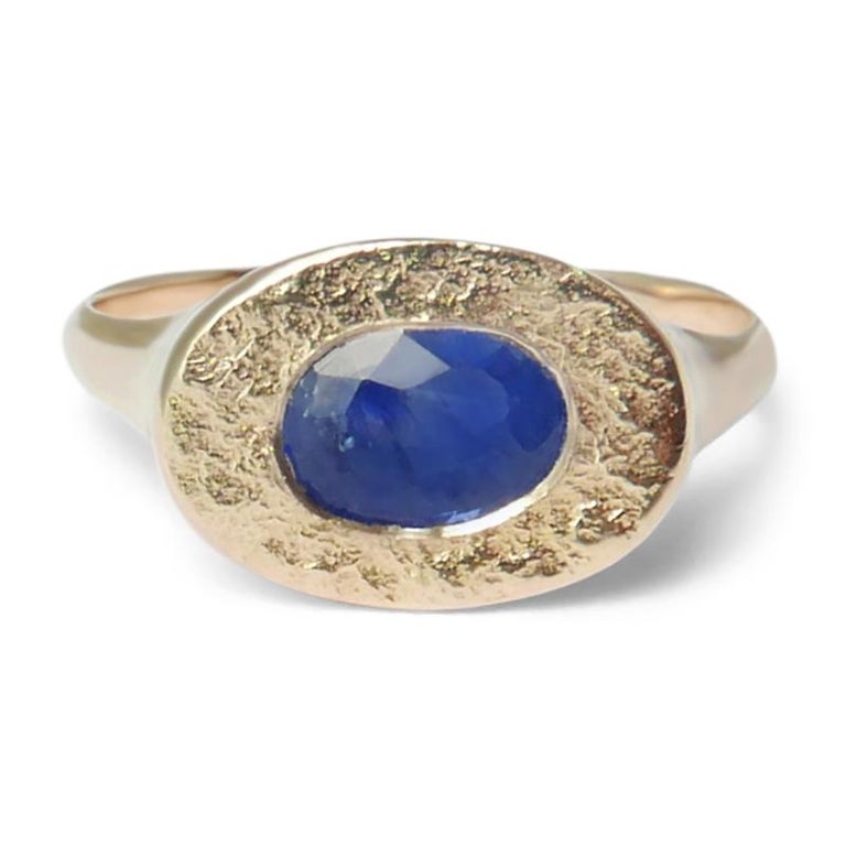 Oval Sapphire Signet Ring in 14 Karat Gold by Allison Bryan For Sale at ...