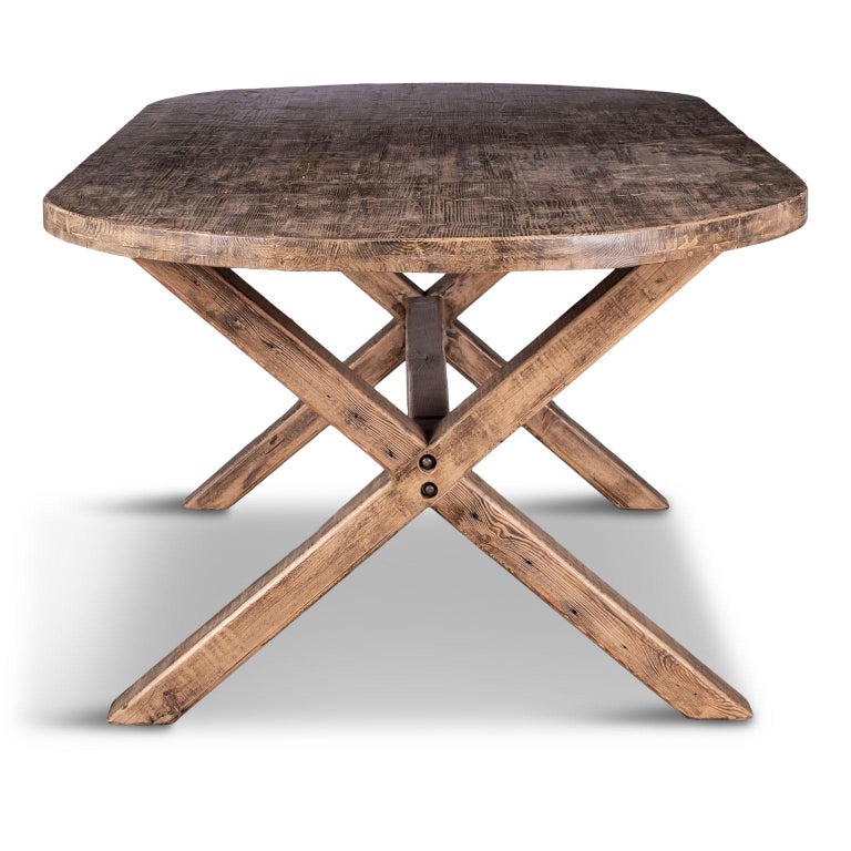 Oval-Shape Oak Trestle Dining Table at 1stDibs