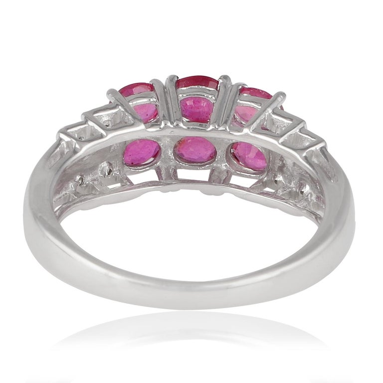 Customizable Oval Shape Ruby Gemstone Ring 9 Karat White Gold Diamond ...