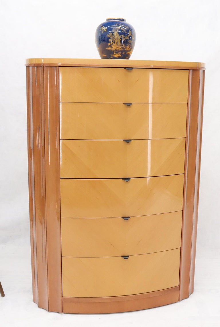 Oval Shape Scallop Sides Inlaid Top 6 Drawers High Chest Dresser at ...