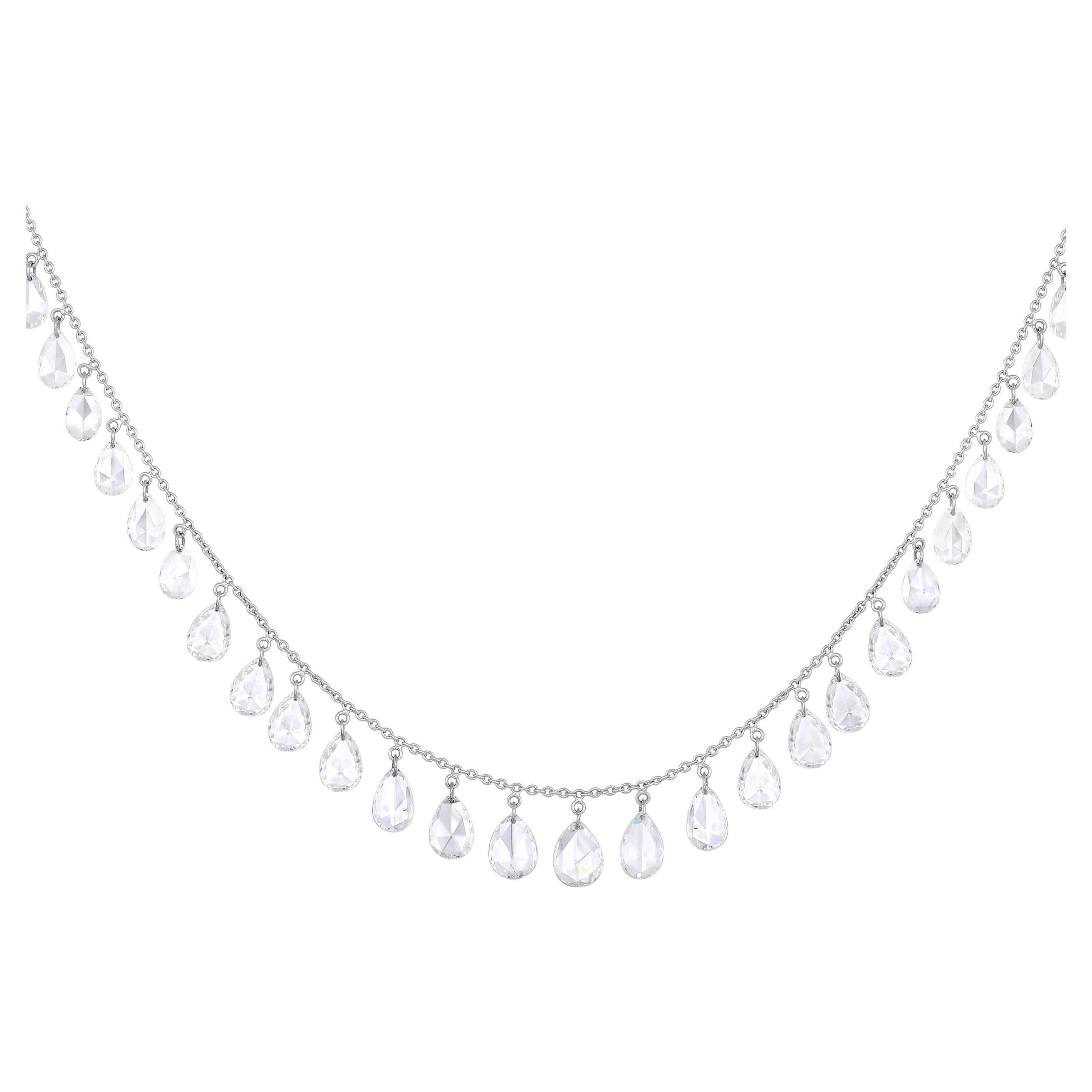 Oval Shape Stone Cut Diamond Rose Necklace For Sale at 1stDibs
