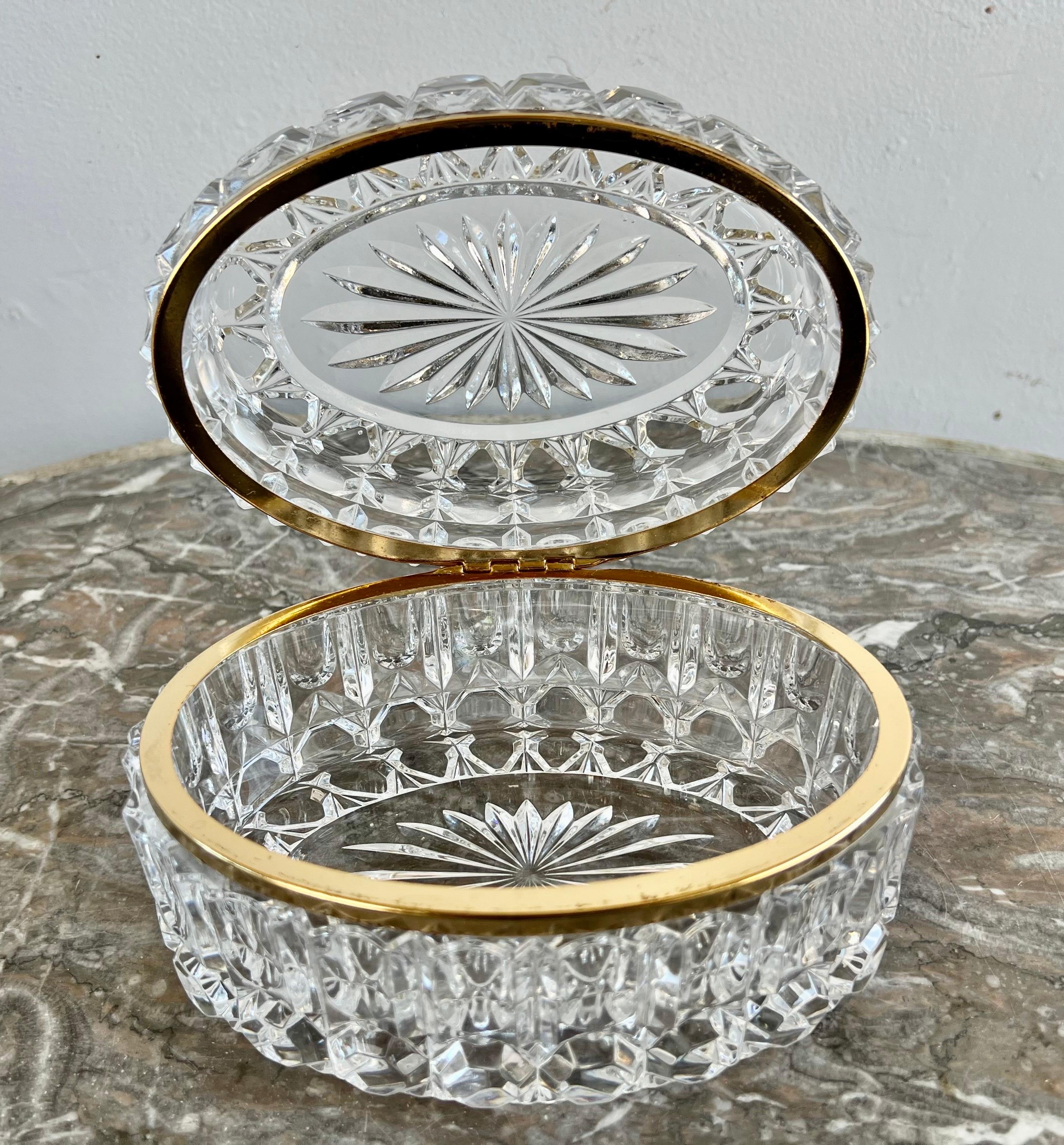Oval Shaped Cut Crystal Jewelry Casket at 1stDibs