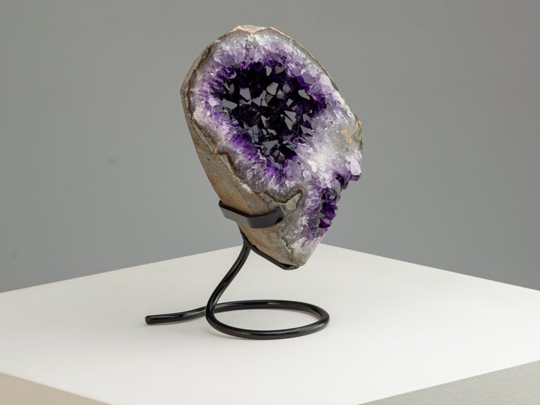 Oval Shaped Deep Purple Amethyst Geode Section For Sale at 1stDibs