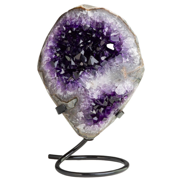 Oval Shaped Deep Purple Amethyst Geode Section For Sale at 1stDibs