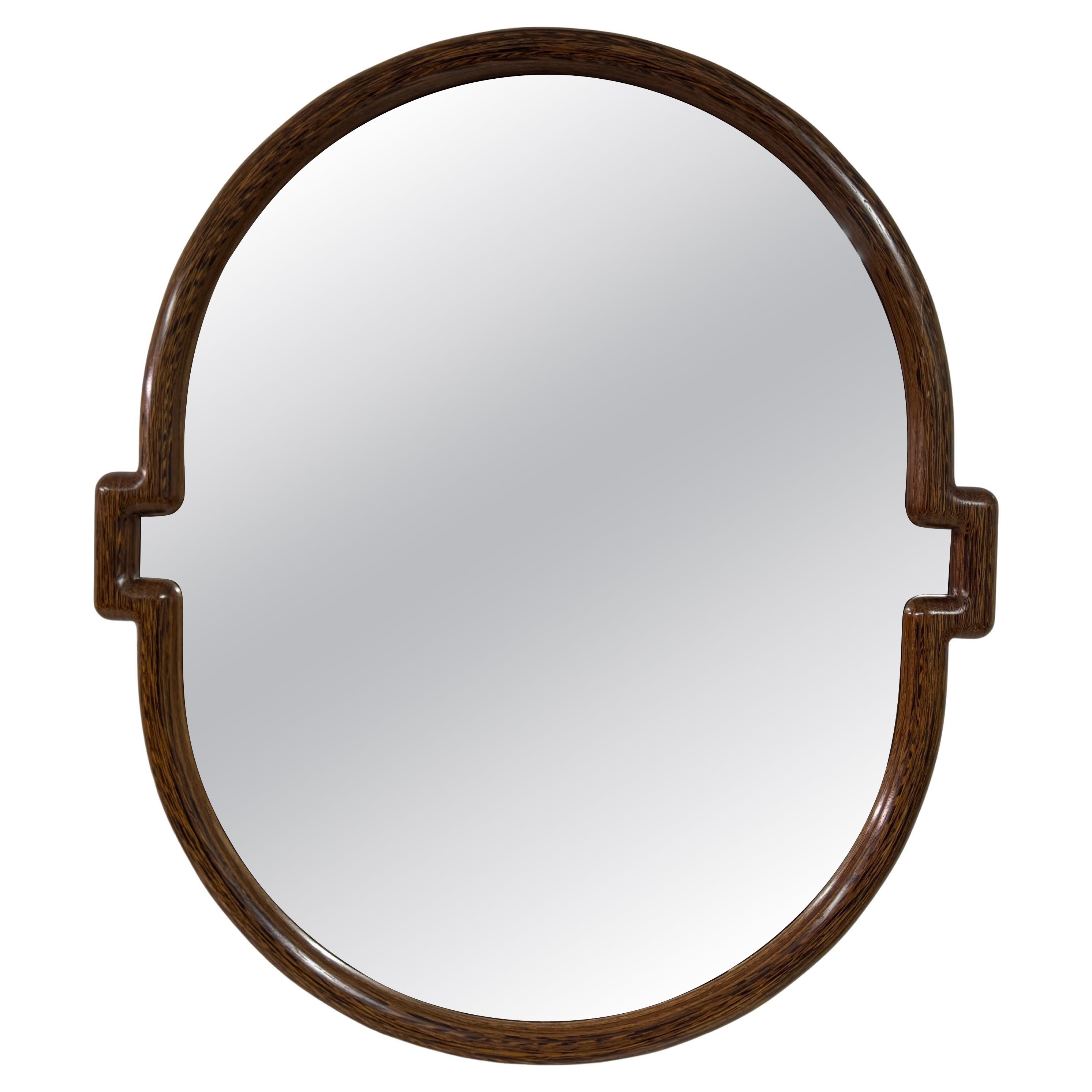 Oval Shaped Mirror in Wenge by Robert Ingham For Sale at 1stDibs