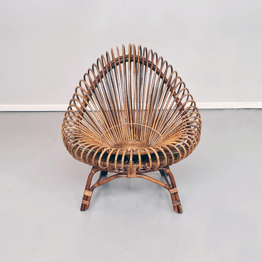 Oval-Shaped Rattan Armchair in the Manner of Franco Albini, 1960s at ...