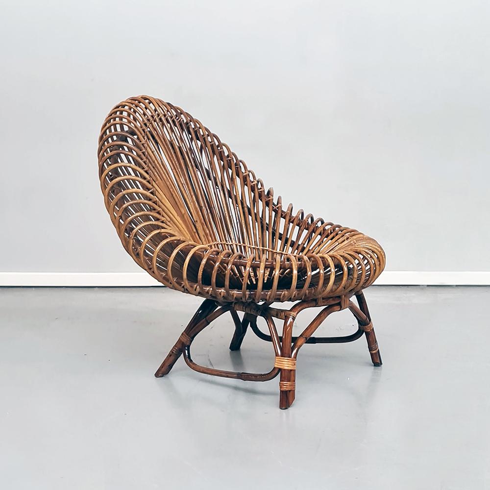 Oval-Shaped Rattan Armchair in the Manner of Franco Albini, 1960s at ...