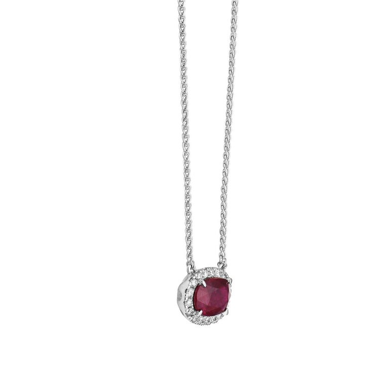 Oval Shaped Ruby and Diamond Necklace For Sale at 1stDibs