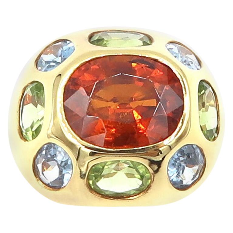 Peridot Blue Topaz Inset Ring For Sale at 1stDibs