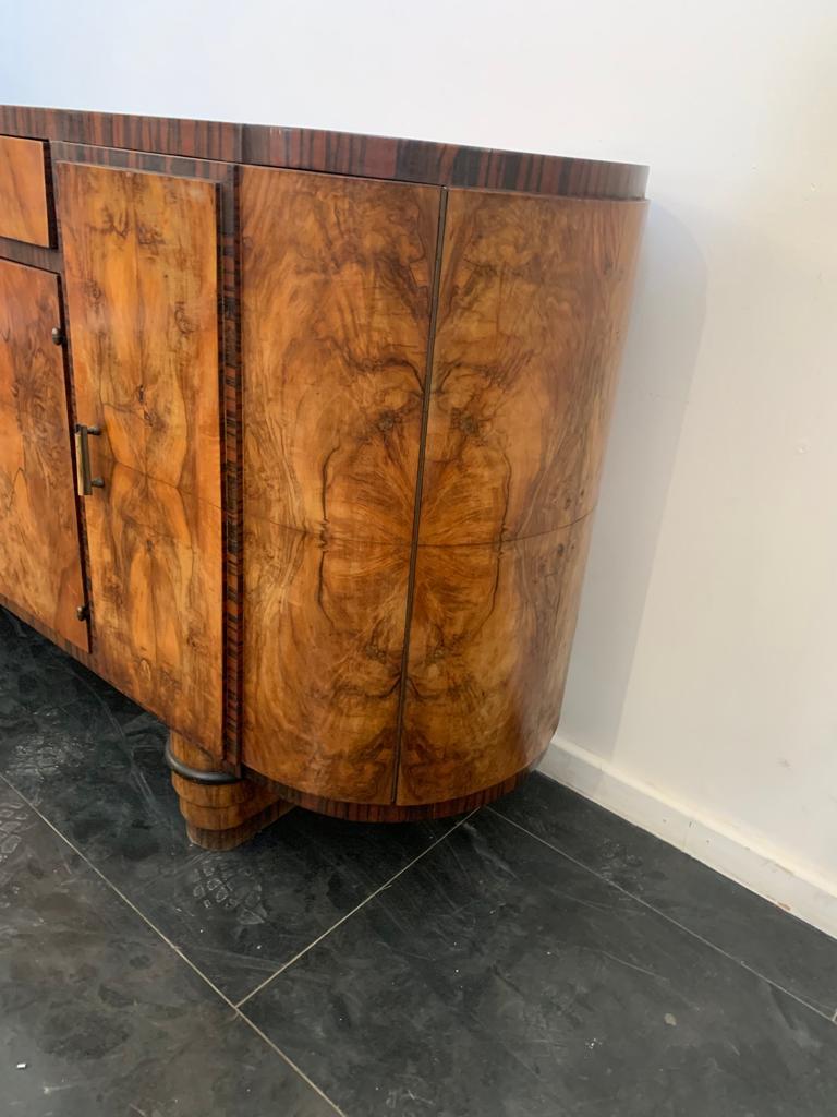 Oval Sideboard with Mirror in Walnut, Burl and Ebony Macassar, Italy ...
