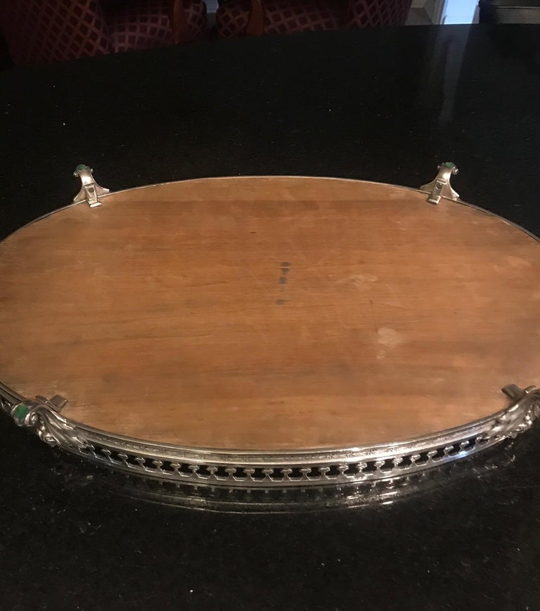 Oval Silvered Bronze Mirrored Plateau Tray at 1stDibs