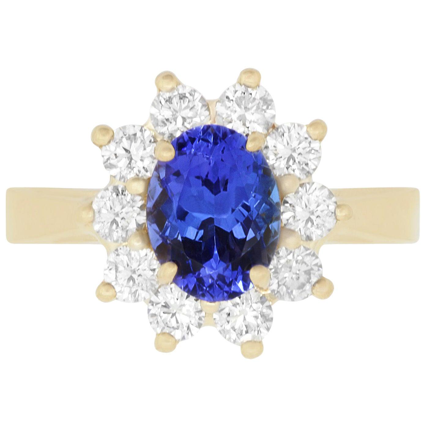 Emerald Cut Tanzanite And Baguette Diamond Engagement Ring At 1stdibs
