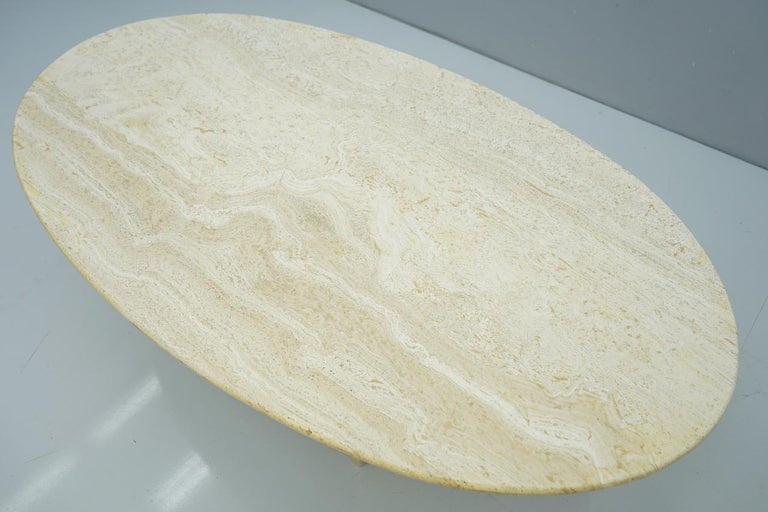 Oval Travertine Coffee Table, Italy, 1970s at 1stDibs