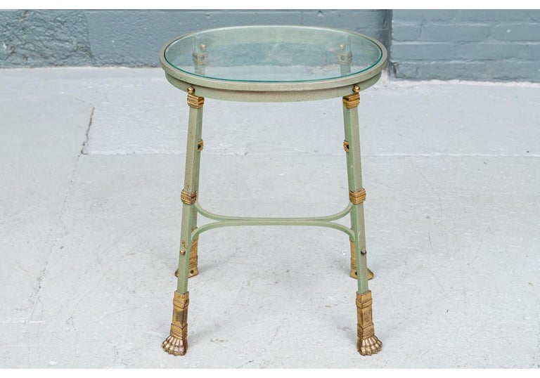Oval Verdigris Patinated Iron Glass Top Accent Table For Sale at 1stDibs