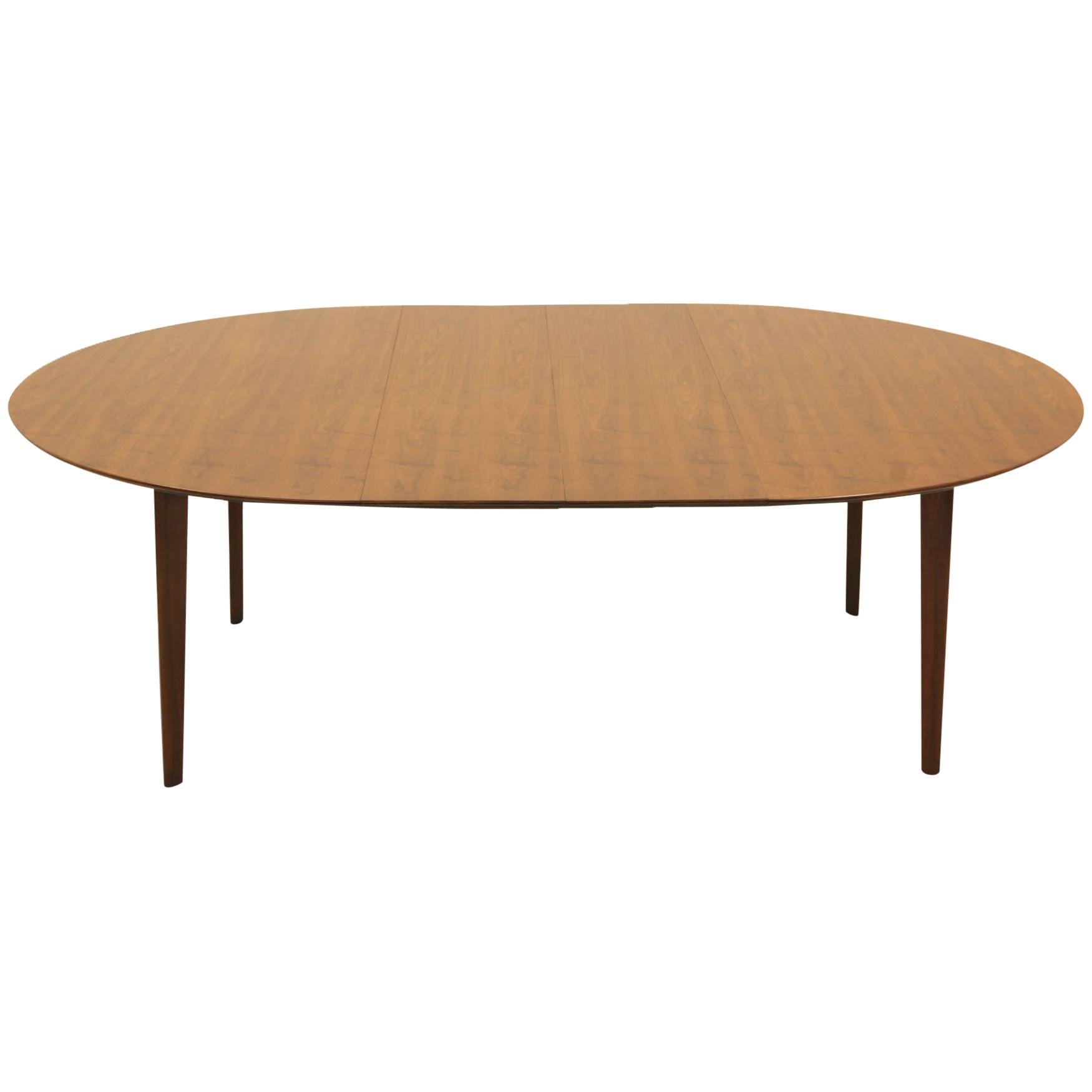 Oval Walnut Dining Table, Expandable with Two Leaves by Edward Wormley ...