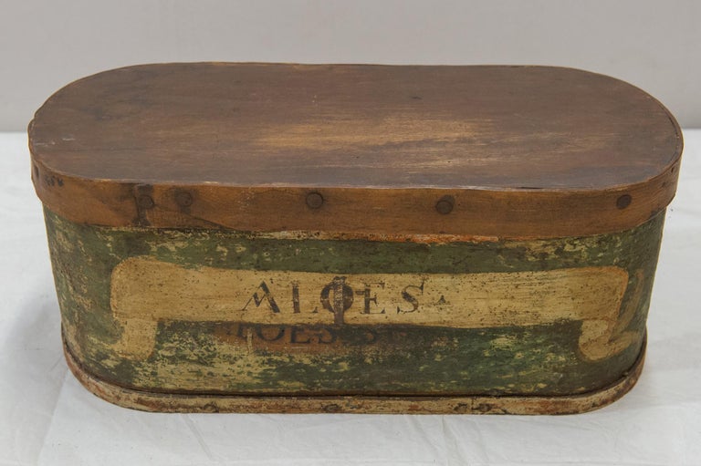 Oval Wooden Apothecary Pair Boxes For Sale at 1stDibs