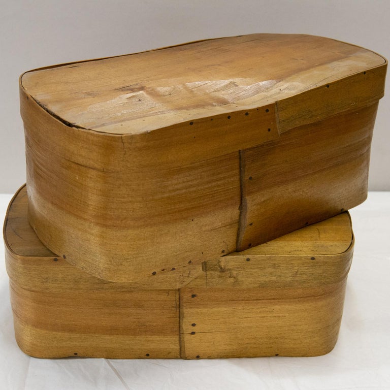 Oval Wooden Boxes Set For Sale at 1stDibs