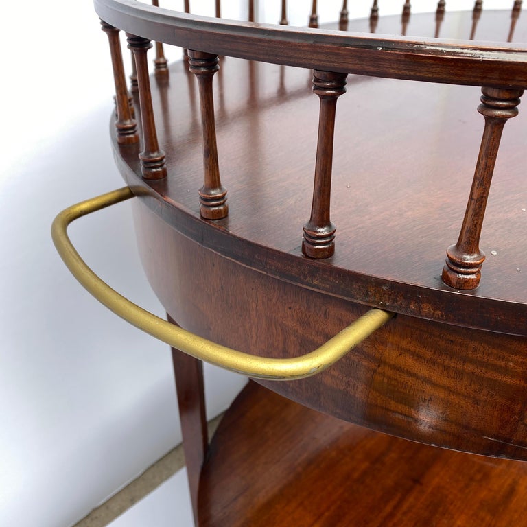 Oval Wooden Two-Tier Tea Bar Cart Trolley With Brass Hardware And ...