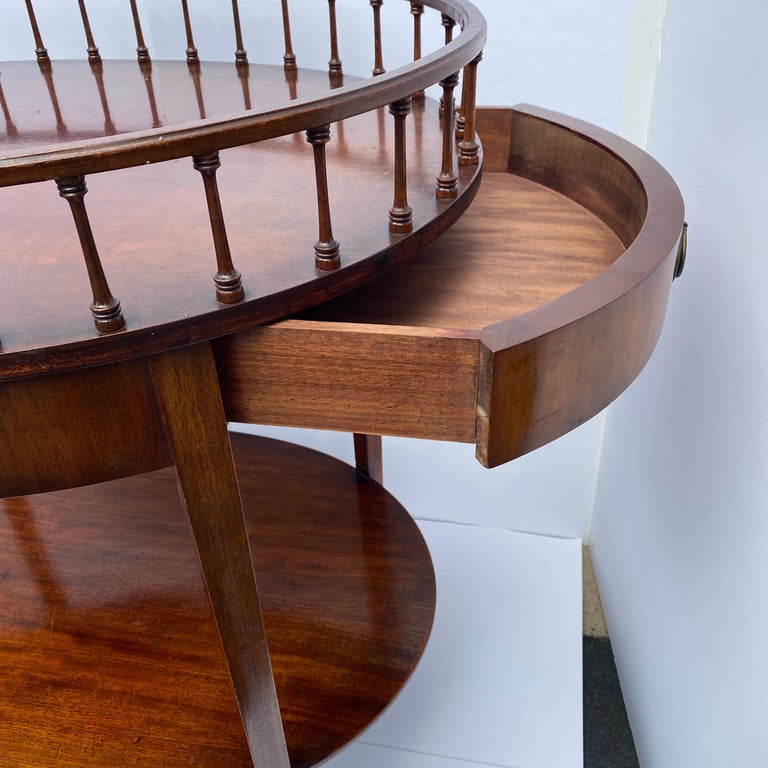 Oval Wooden Two-Tier Tea Bar Cart Trolley With Brass Hardware And ...