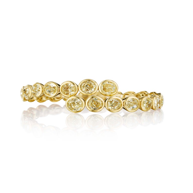 Oval Yellow Diamond Bezel Set Bangle Bracelet For Sale at 1stDibs