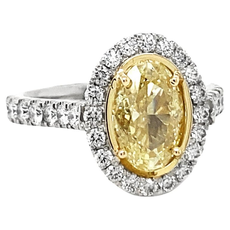 Oval Yellow Diamond Ring 1.62 Carats GIA Certified Platinum/18 Karat ...