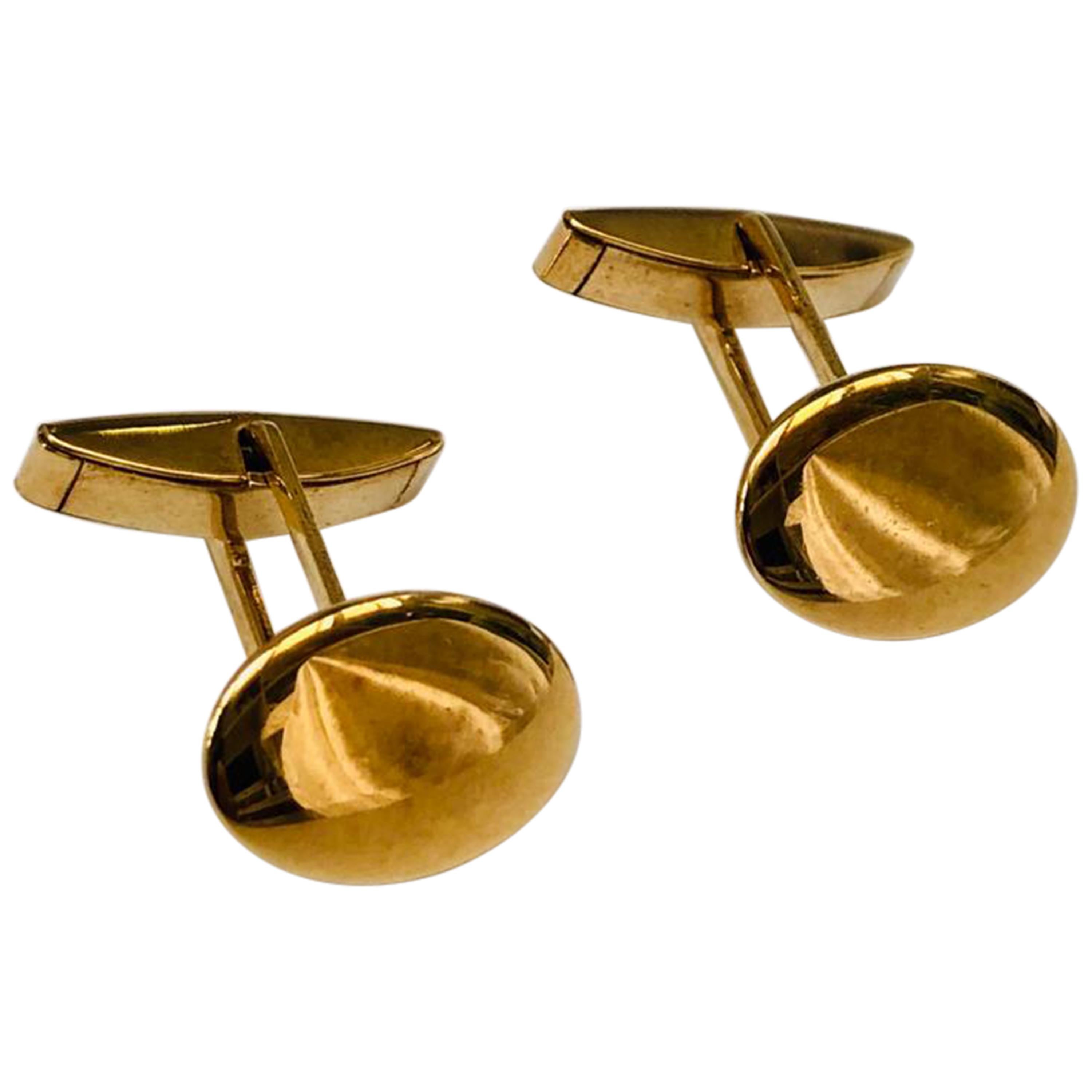 Oval Yellow Gold Cufflinks, 9 Carat, Made in Italy For Sale at 1stDibs ...